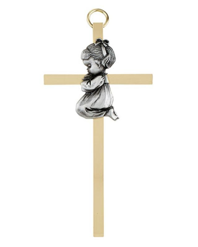 Brass Cross with Praying Baby Girl 4.25" – Joseph's
