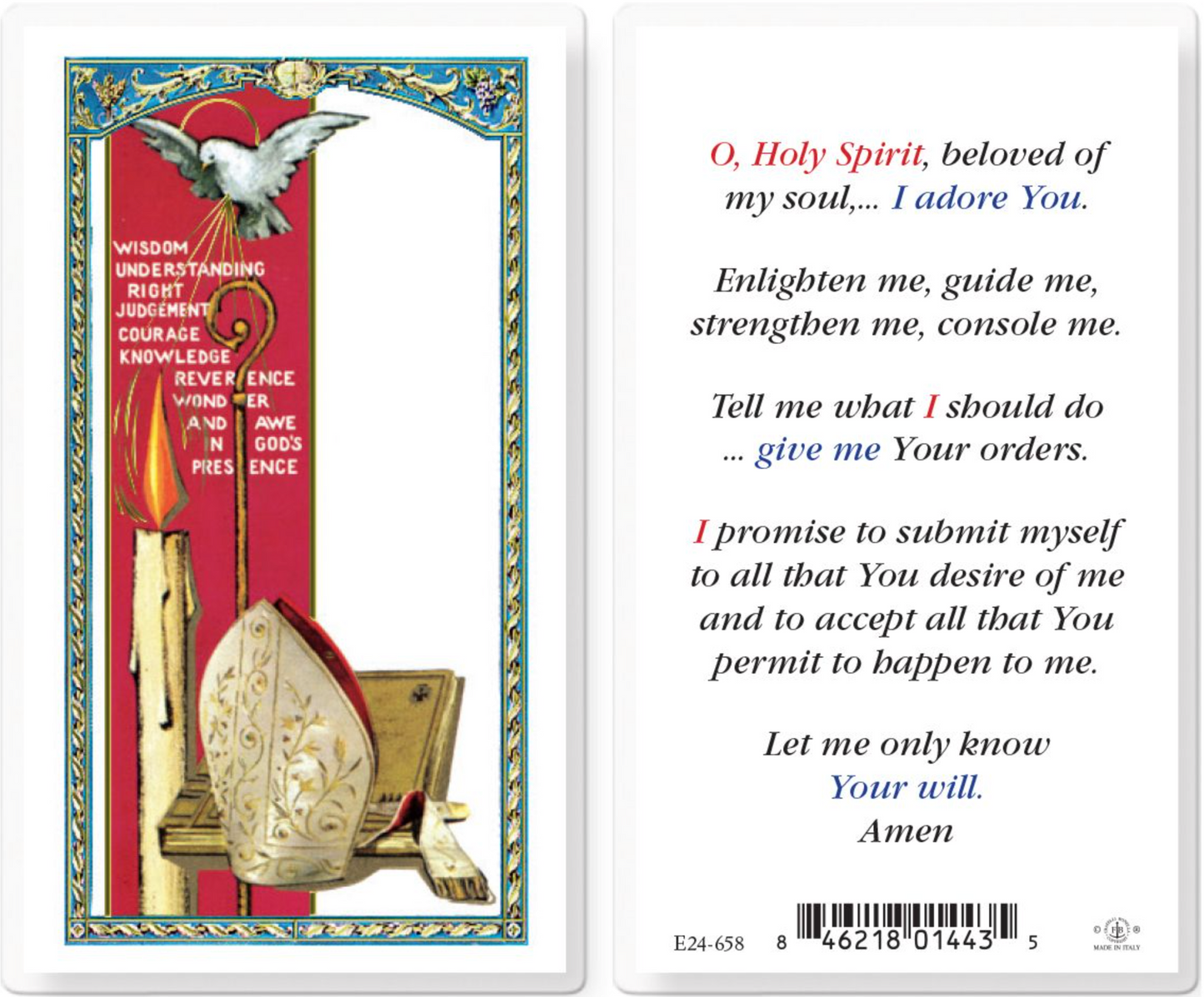 Holy Spirit Seven Gifts: Confirmation Holy Card – Joseph's